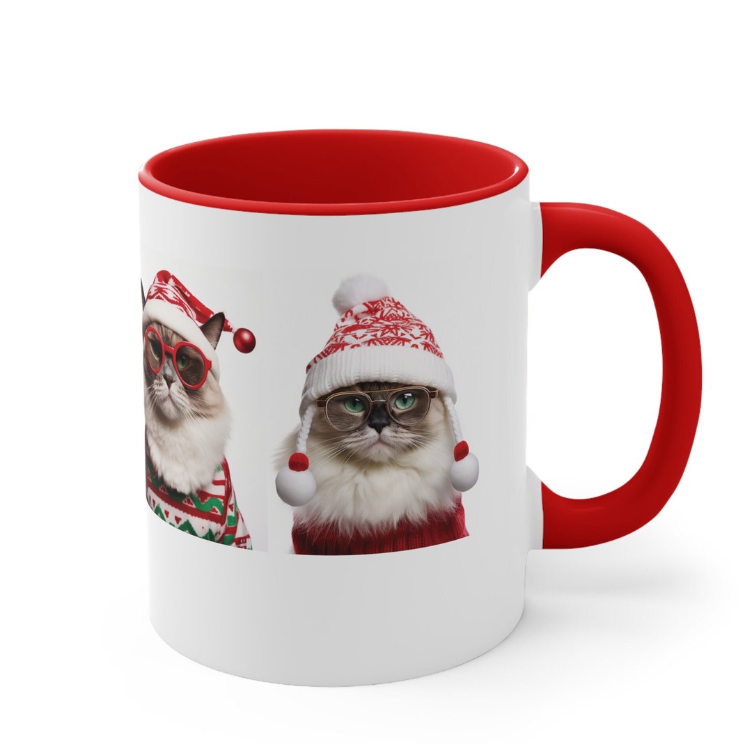 Funny Spotted Ragdoll Cats Holiday Mug, 11oz Ceramic Mug, Cat Lovers ...