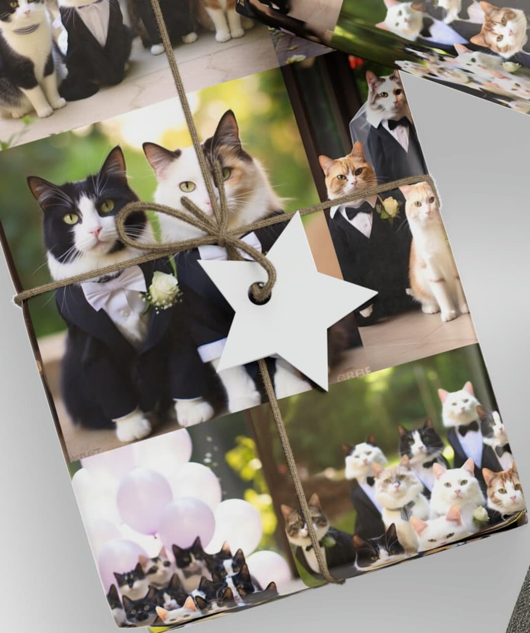 Funny Cats Wedding Wrapping Paper, Satin/matte, (30'x30'/30'x72'/30 ...