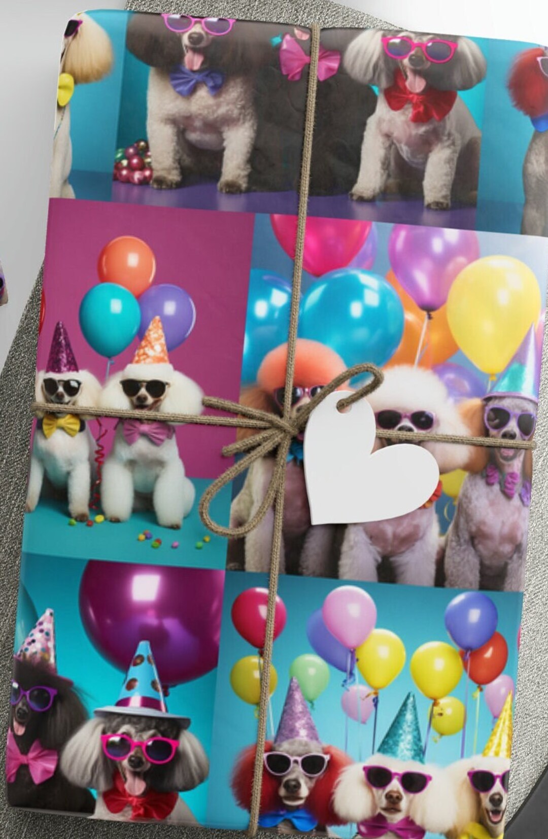 Funny Poodle Birthday Wrapping Paper, Comes in Satin or Matte, in 3 ...