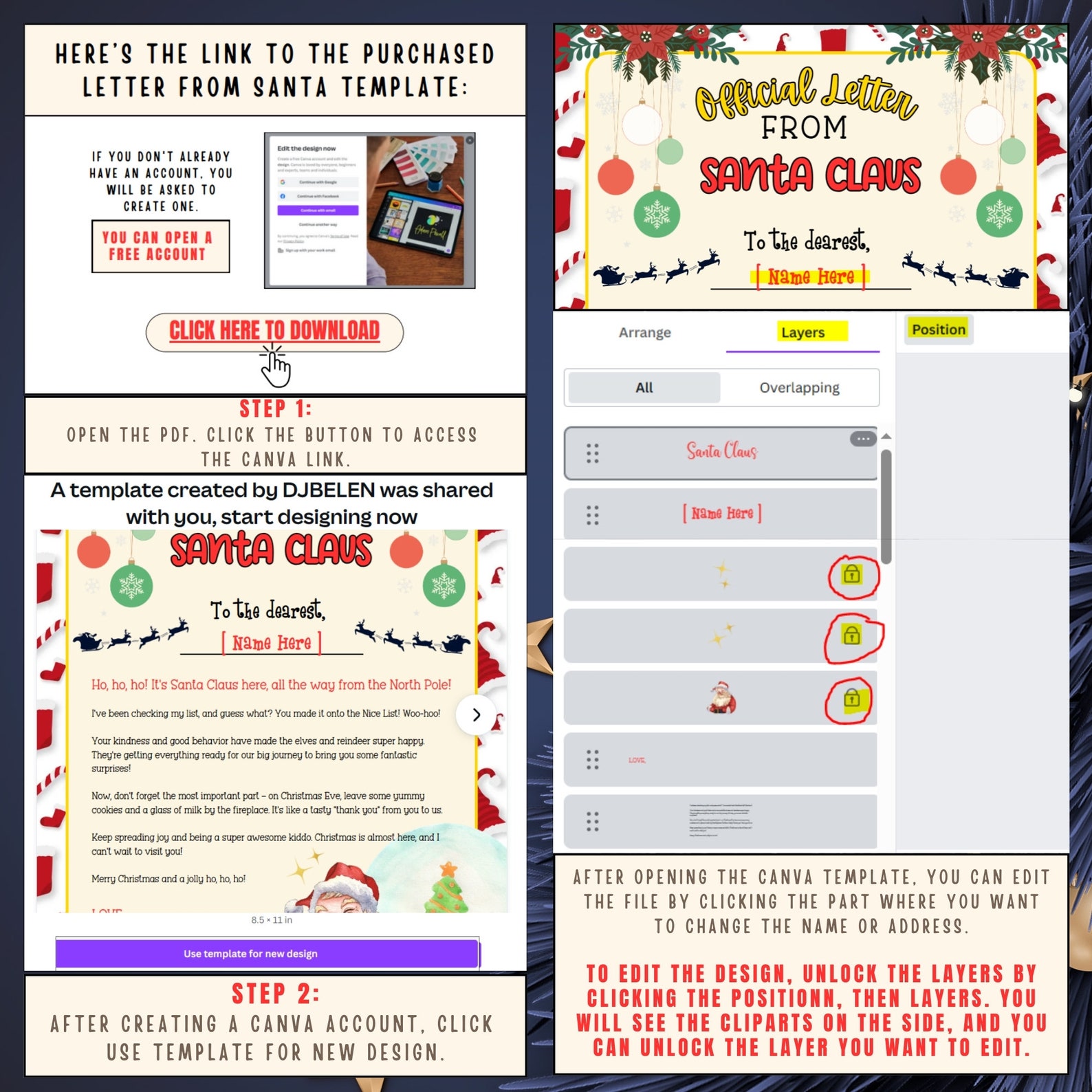 Editable Letter From Santa Claus Approved Letter From Santa - Etsy