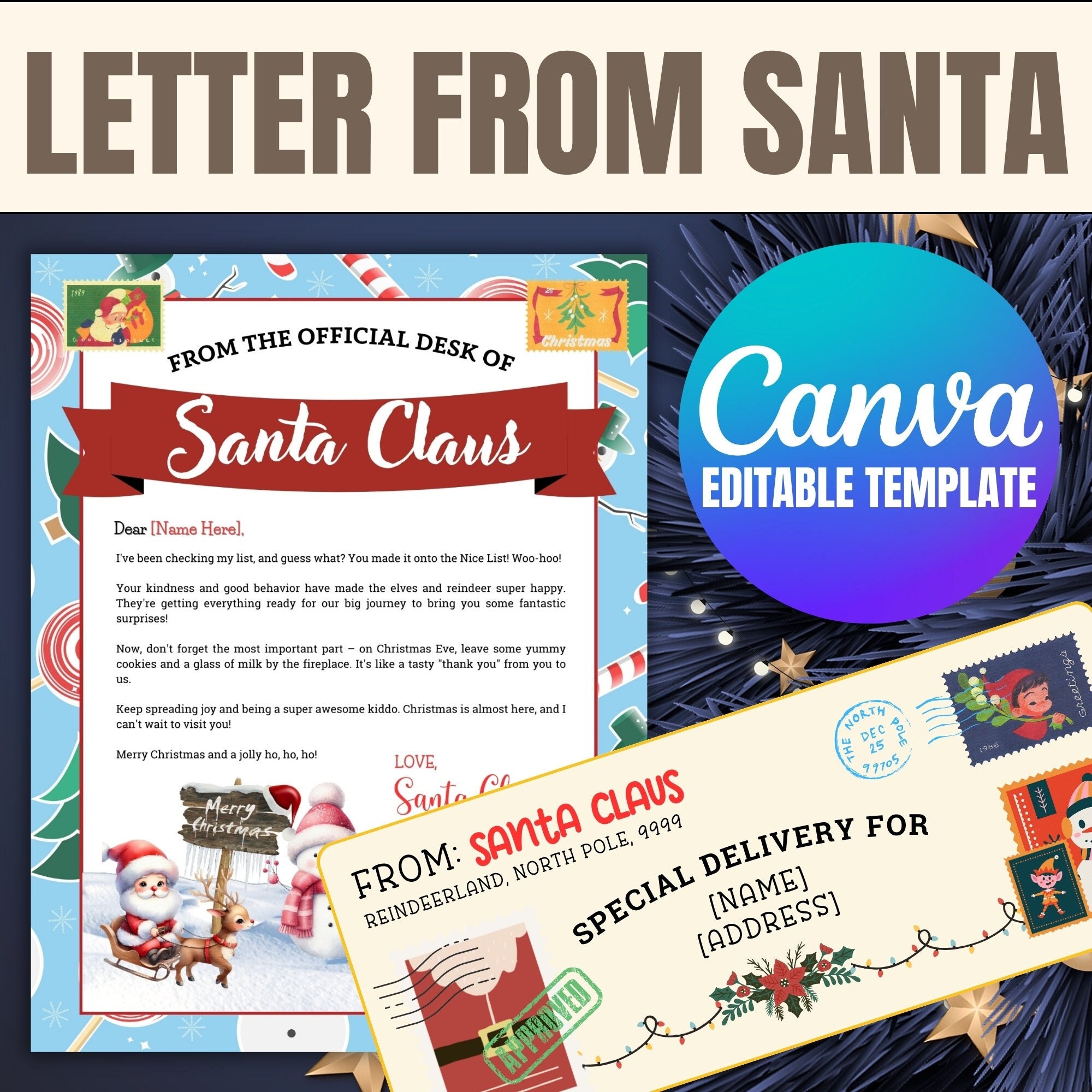 Editable Letter From Santa Claus Approved Letter From Santa - Etsy
