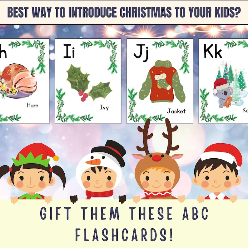 Christmas Alphabet Flashcards Printable ABC Flashcards Montessori Toys ...