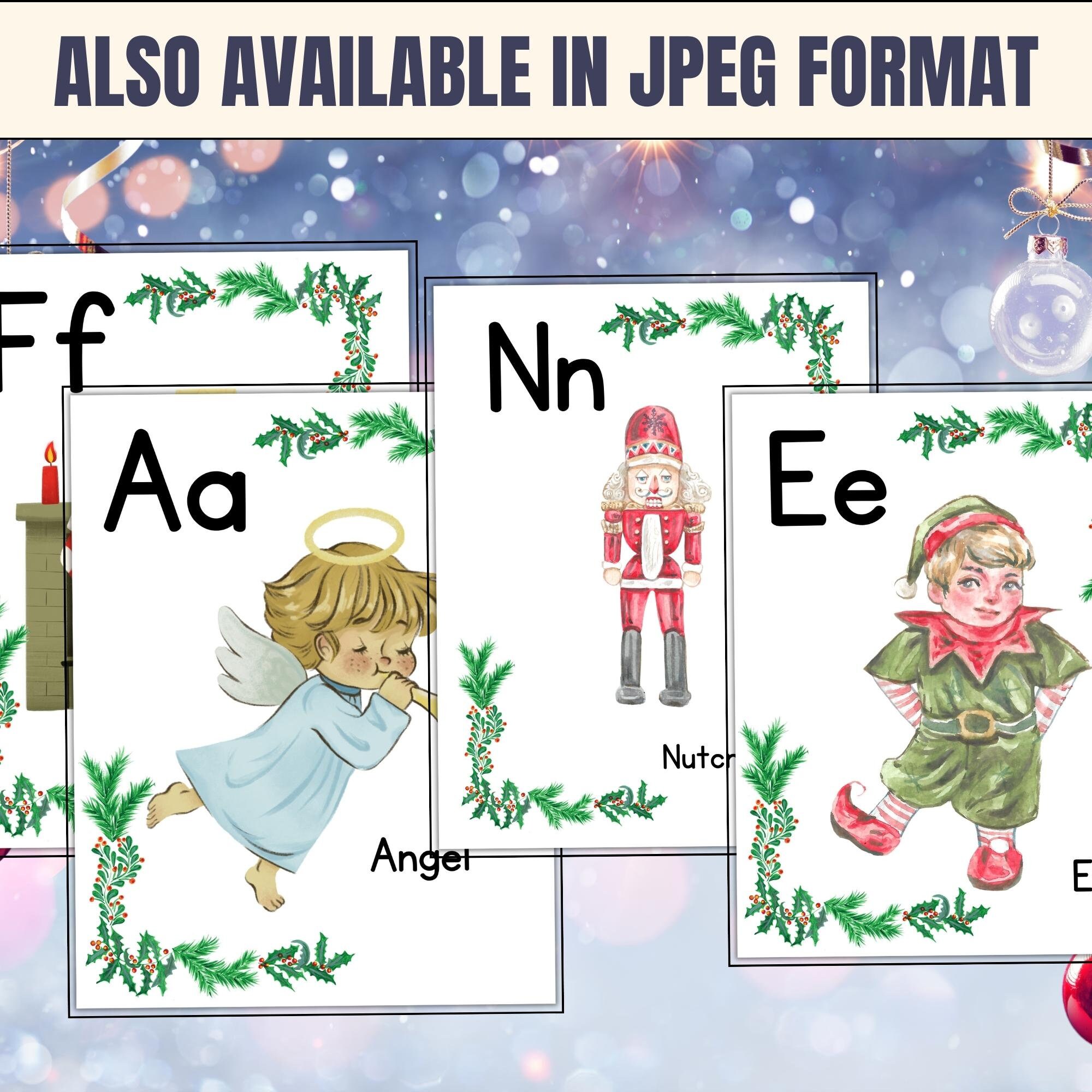 Christmas Alphabet Flashcards Printable ABC Flashcards Montessori Toys ...