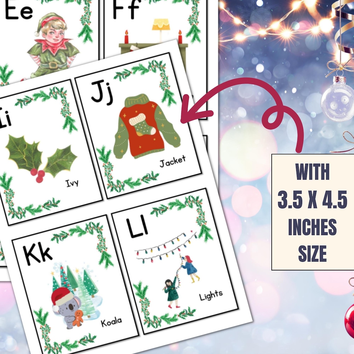 Christmas Alphabet Flashcards Printable ABC Flashcards Montessori Toys ...