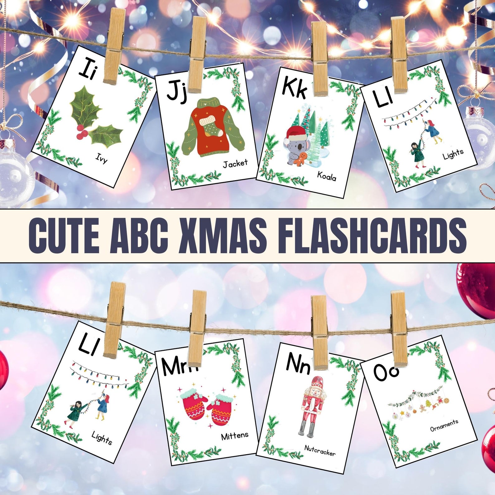 Christmas Alphabet Flashcards Printable ABC Flashcards Montessori Toys ...