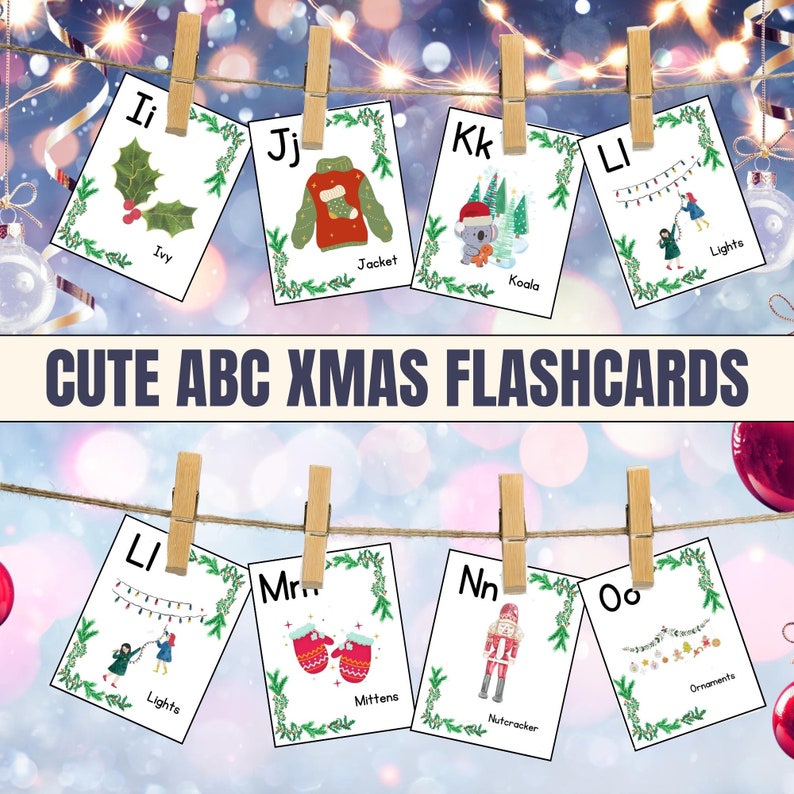 Christmas Alphabet Flashcards Printable ABC Flashcards Montessori Toys ...
