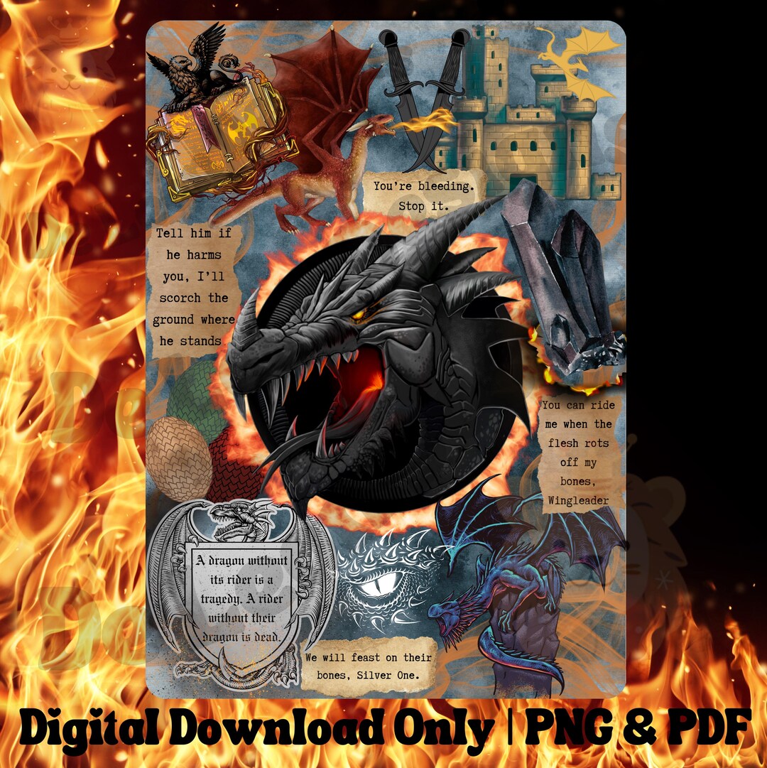 PRINTABLE Kindle Insert Design Tairn Fourth Wing Fantasy Dragons Books ...