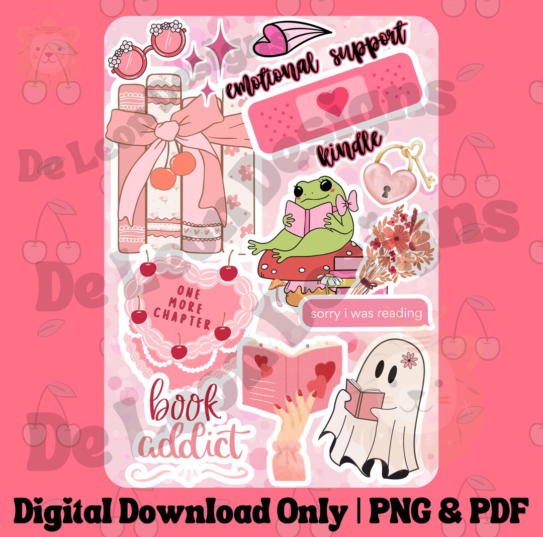 PRINTABLE Kindle Insert Design Girly Pink Preppy Cute Books Ereader ...