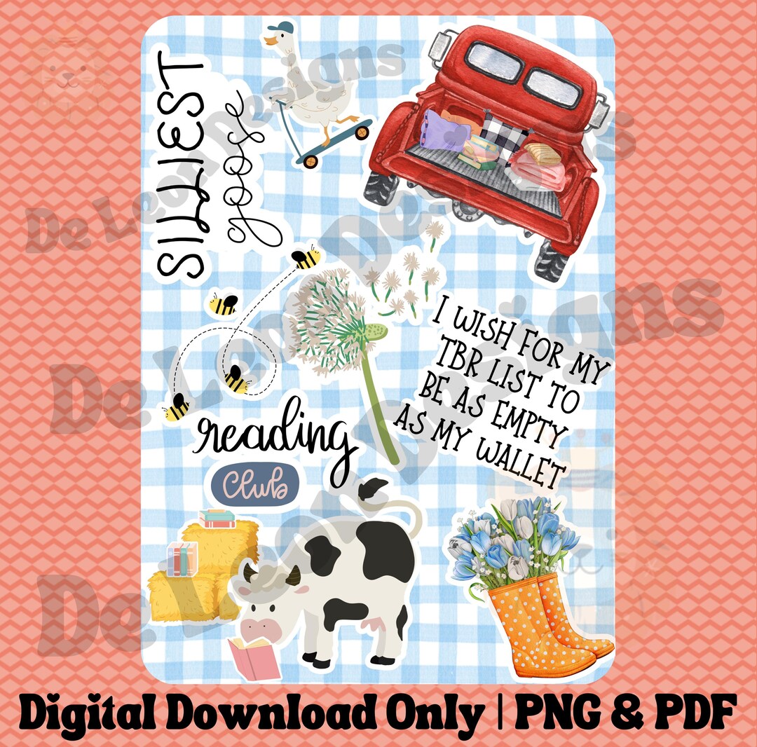 PRINTABLE Kindle Insert Design Stickers Farm Cute Funny Books Ereader ...