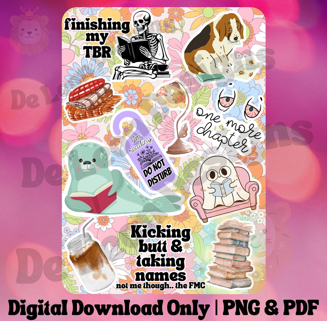 PRINTABLE Kindle Insert Design Stickers Preppy Cute Books Ereader ...