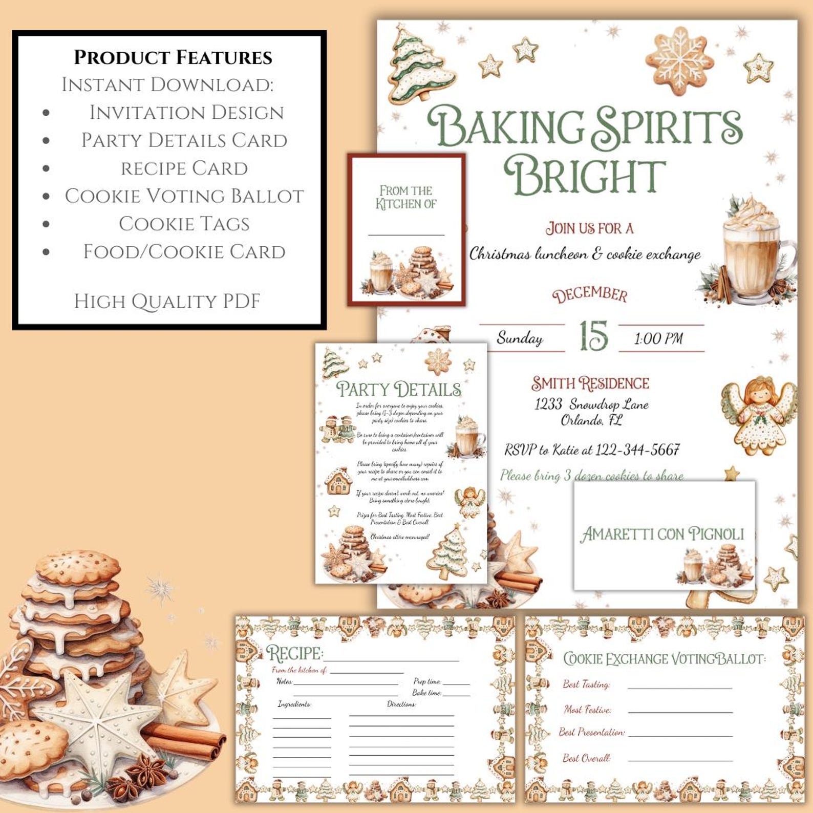 Cookie Exchange Invitation - Digital - Editable - Etsy
