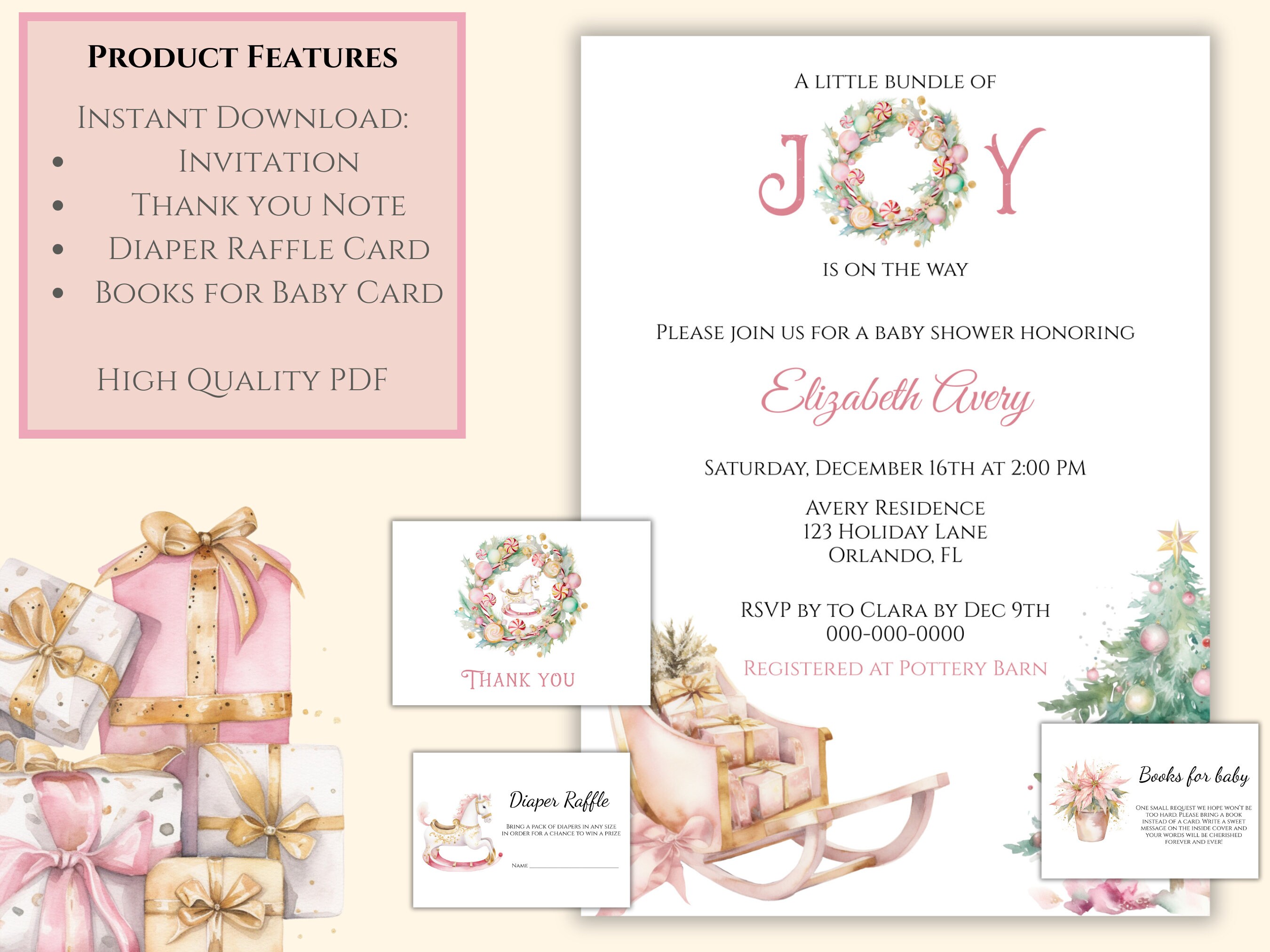 Pink Bundle of Joy Baby Shower Invitation Set - Digital - Editable - Etsy