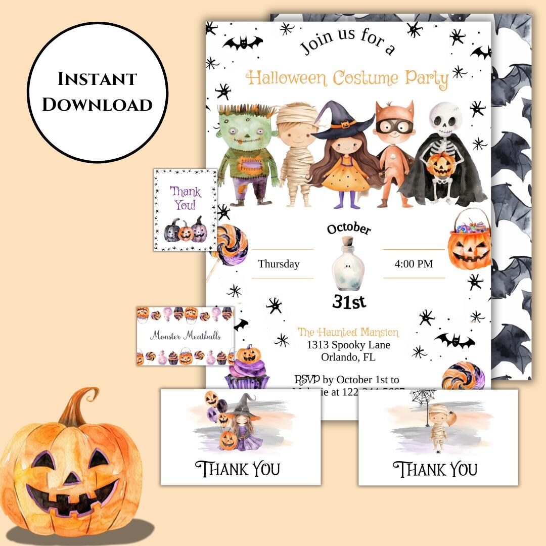 Halloween Costume Party Invitation - Digital - Editable - Etsy