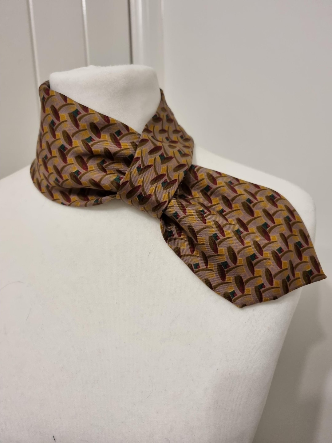 Neck Scarf Foulard, Vintage Designer Upcycled Silk Tie, Smart Casual ...