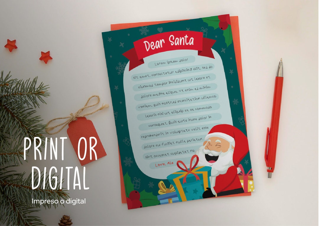 Letter to Santa, Printable Easy to Print, Instant Download, Santa ...