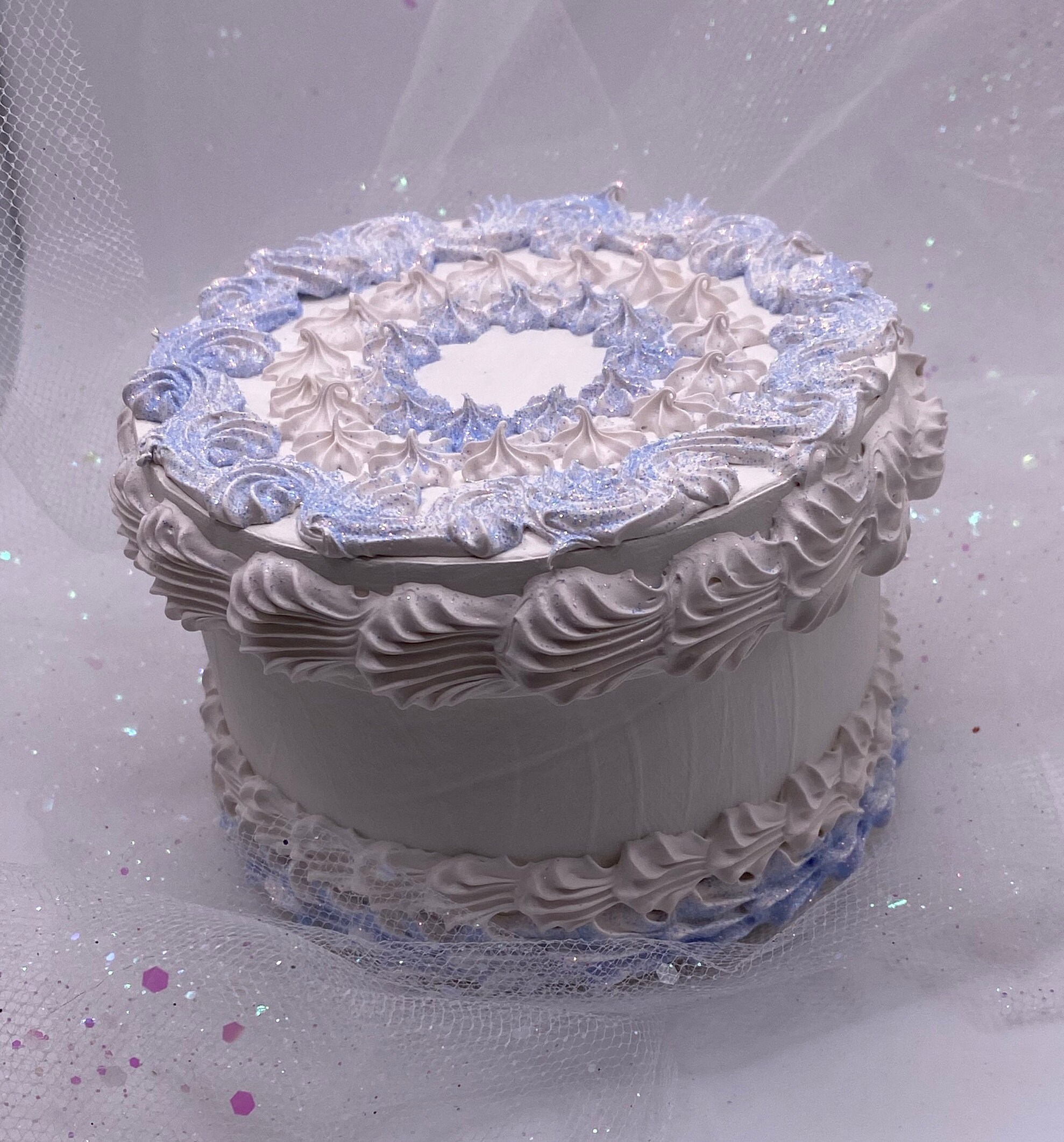 Hand-painted Fake Cake Box, Proposal Keepsake, Glitter Decor (4 Inch ...