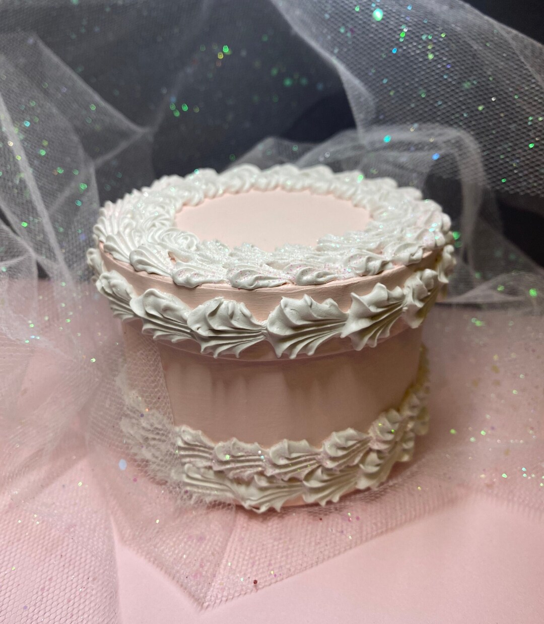 Hand Decorated Fake Cake Box for Bridal Shower Favors, Marriage ...