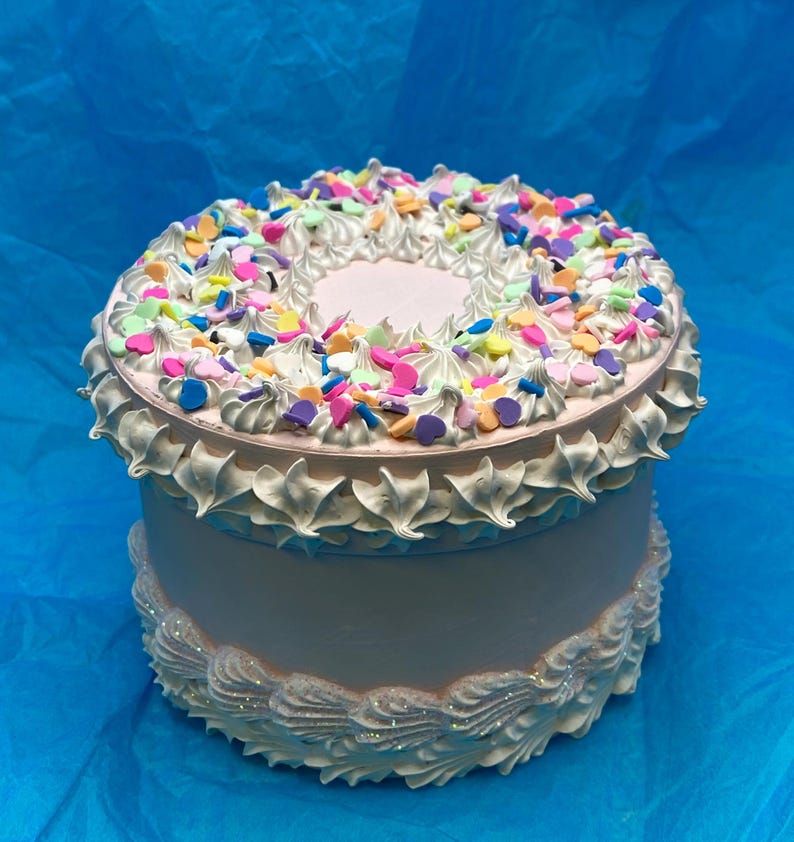 Handmade & Hand Decorated Fake Cake Box. Perfect Gift Box for Birthdays ...