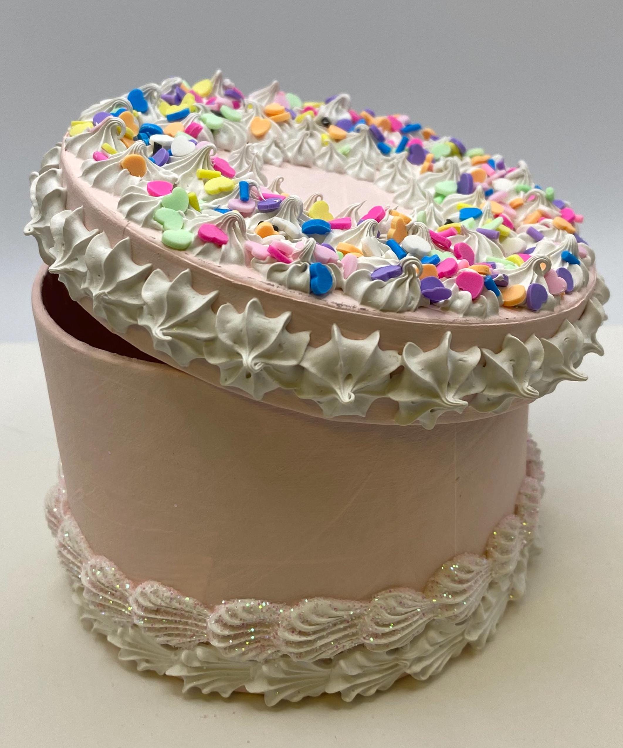 Handmade & Hand Decorated Fake Cake Box. Perfect Gift Box for Birthdays ...