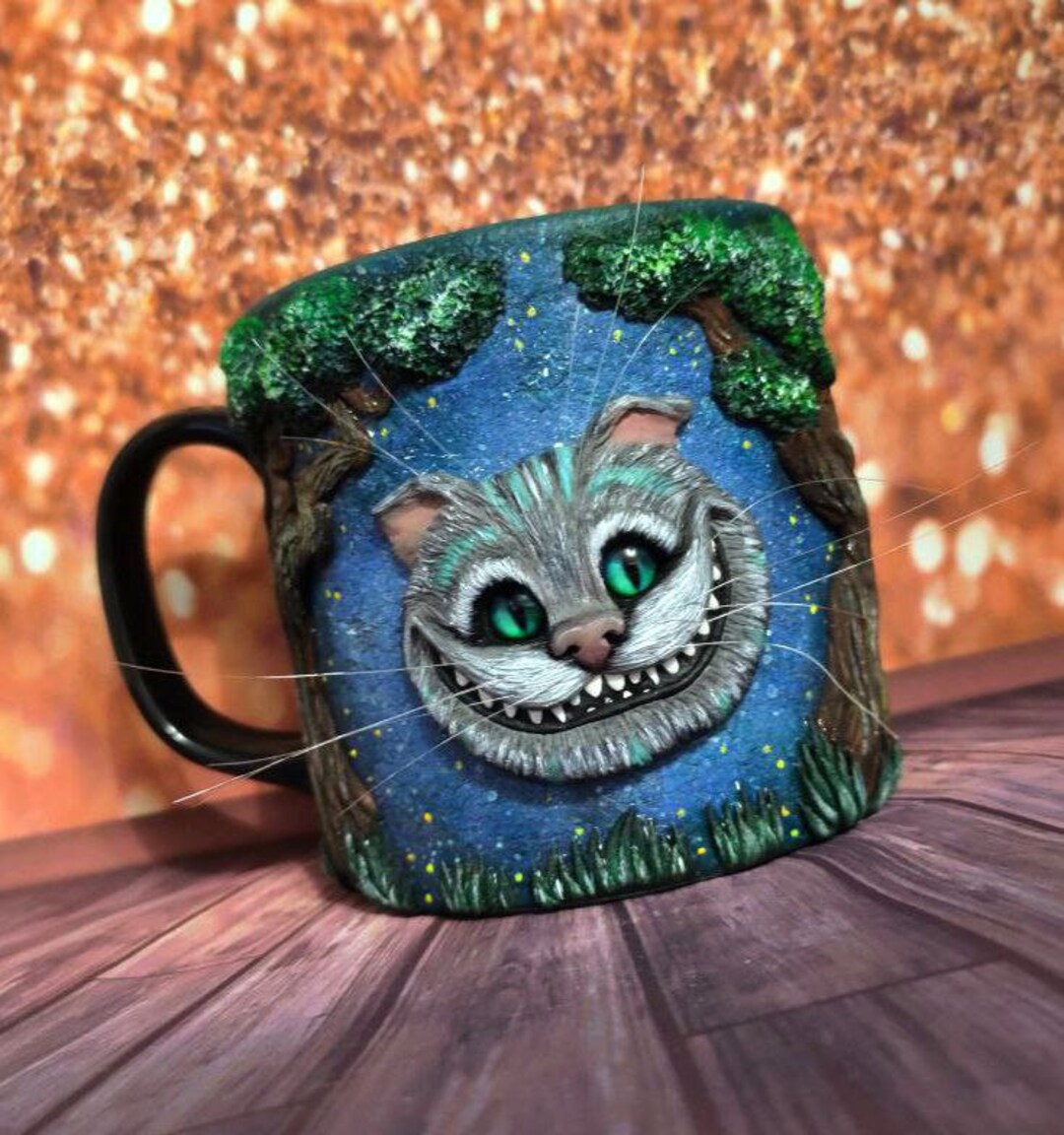 Cheshire Cat Cup Alice in Wonderland Mug Polymer Clay Gift - Etsy