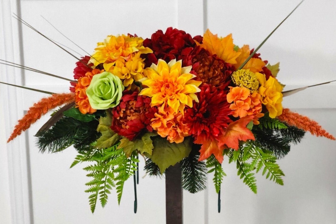 Floral Fall Memorial Saddle Explosion of Fall Colours - Etsy