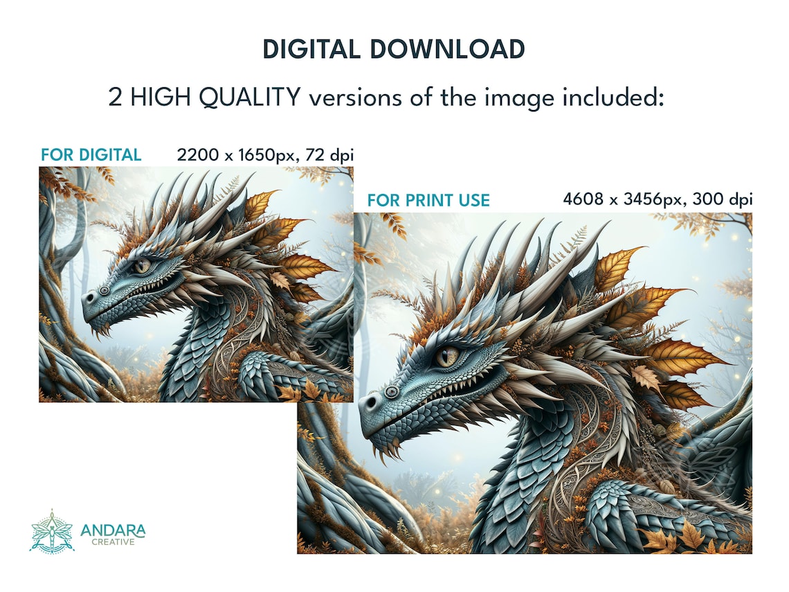 Sylvan Dragon Printable Wall Art, 4k Fantasy Nature Spirit Picture ...