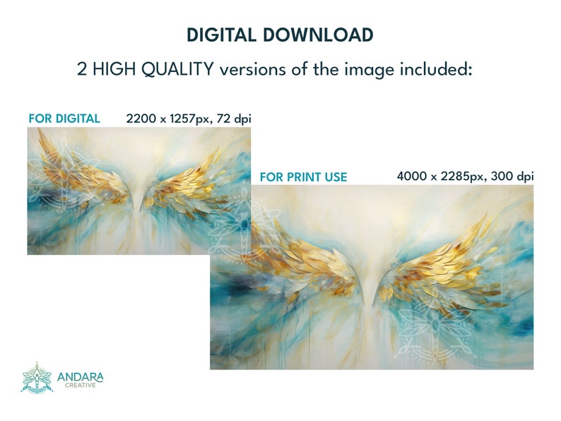 Angel Wings Art, Angelic Artwork, Blue Gold Aesthetic Wallpaper, HD ...