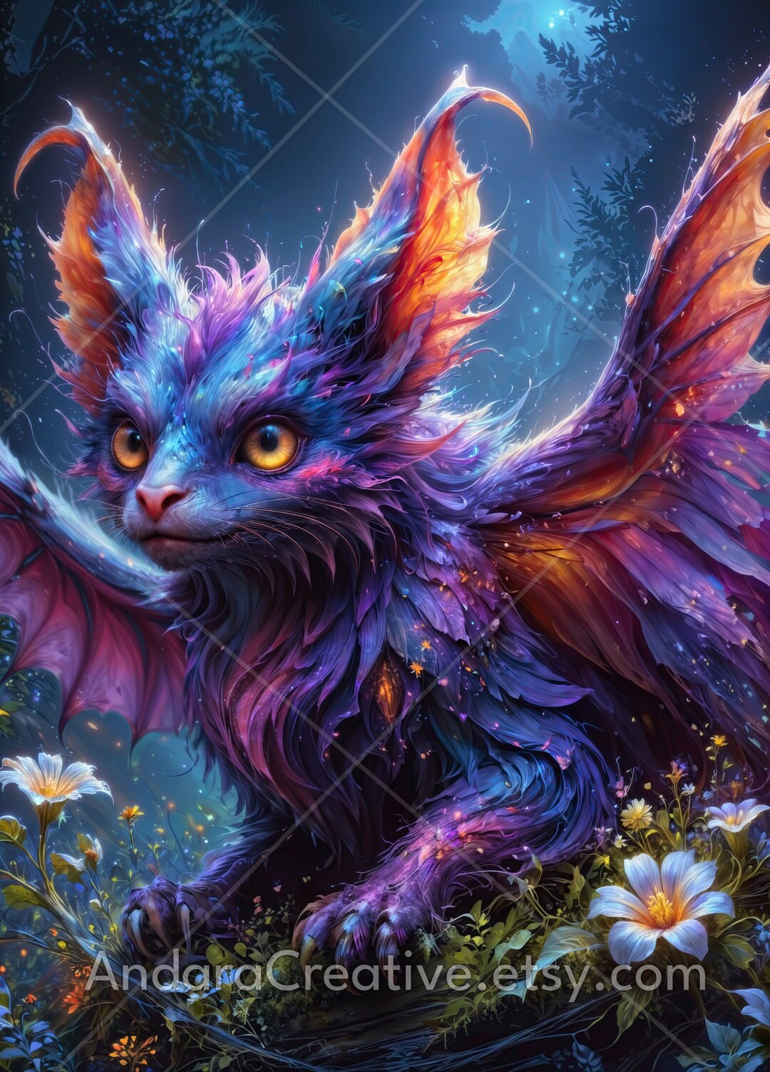 MAGICAL PIXIE IMP Digital Fantasy Artwork, Cute Printable Wall Art for Children’s Decor, Winged ...