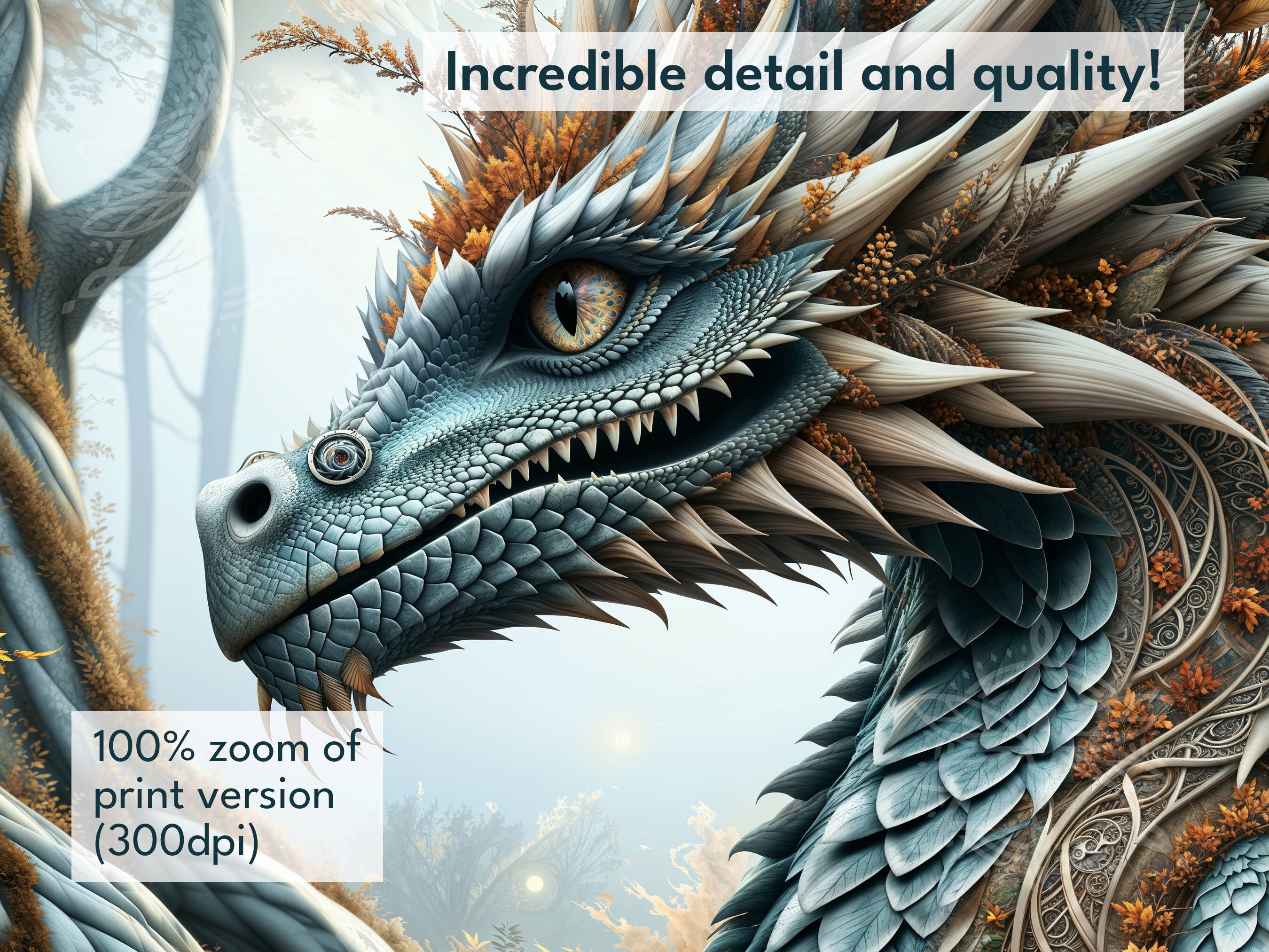 Sylvan Dragon Printable Wall Art, 4k Fantasy Nature Spirit Picture ...