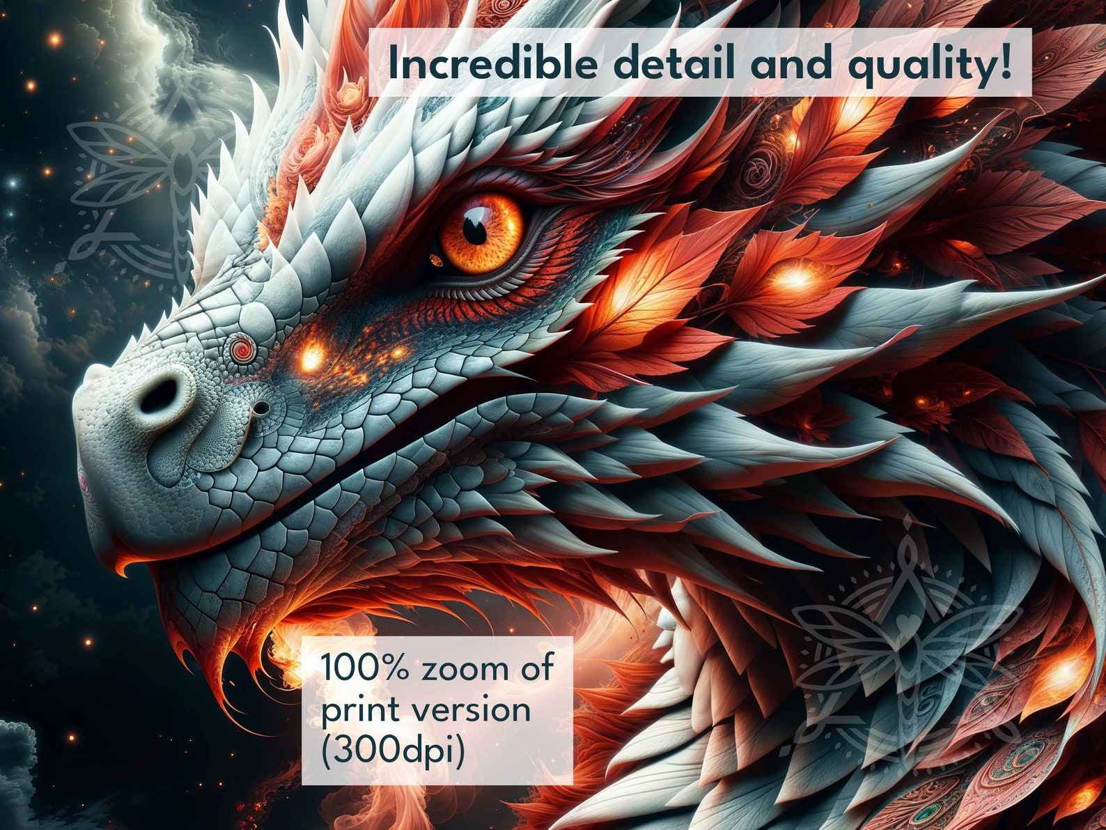 Cosmic Fire Dragon Digital Artwork, High Resolution Printable Fantasy ...