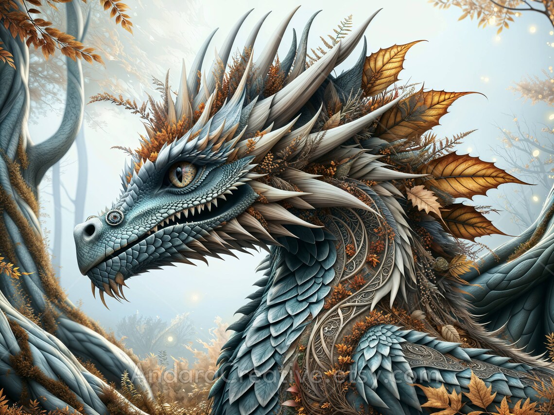 Sylvan Dragon Printable Wall Art, 4k Fantasy Nature Spirit Picture ...