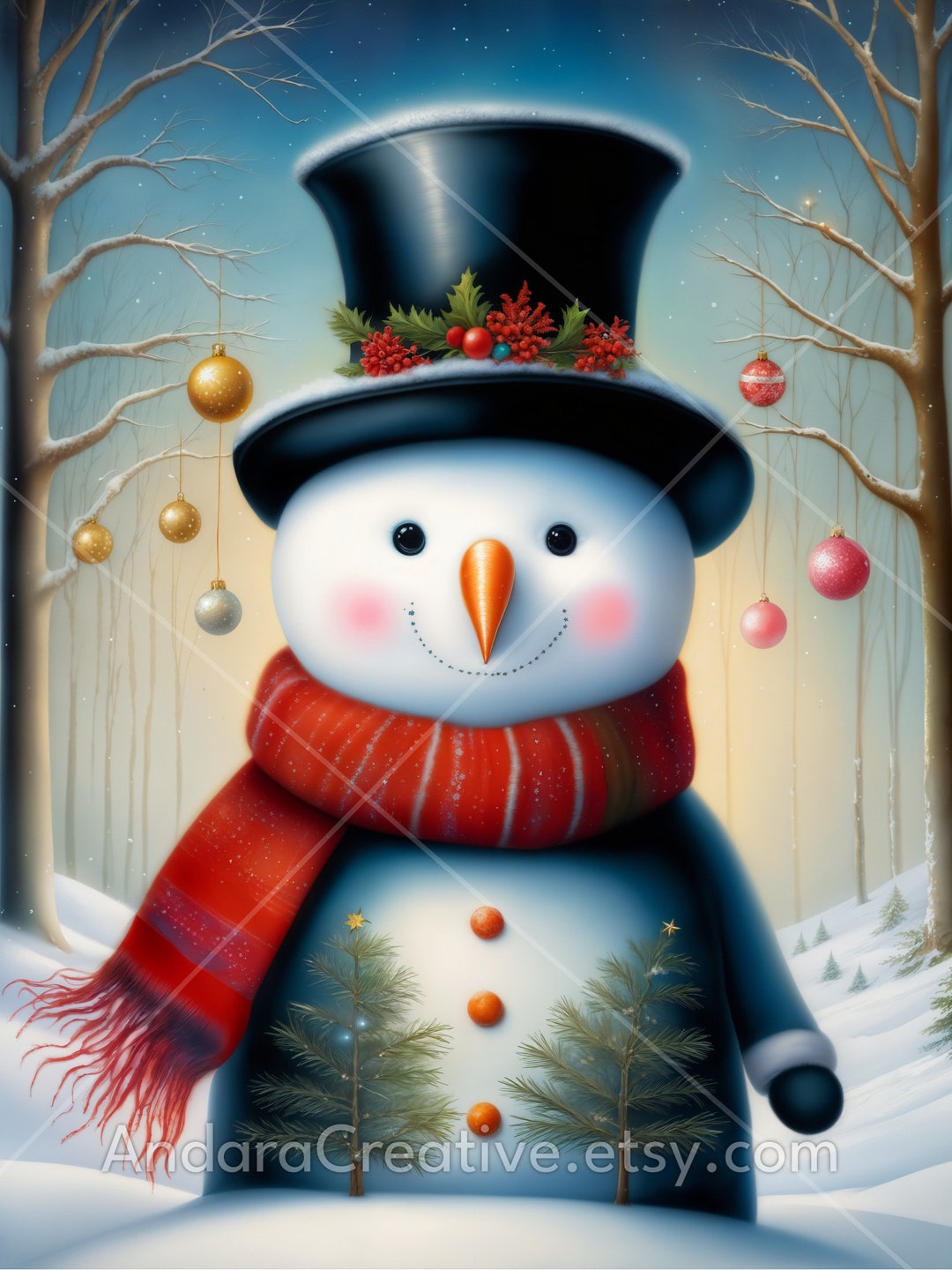 Frosty Snowman Christmas Clipart, Cute Festive Graphic for DIY Xmas ...