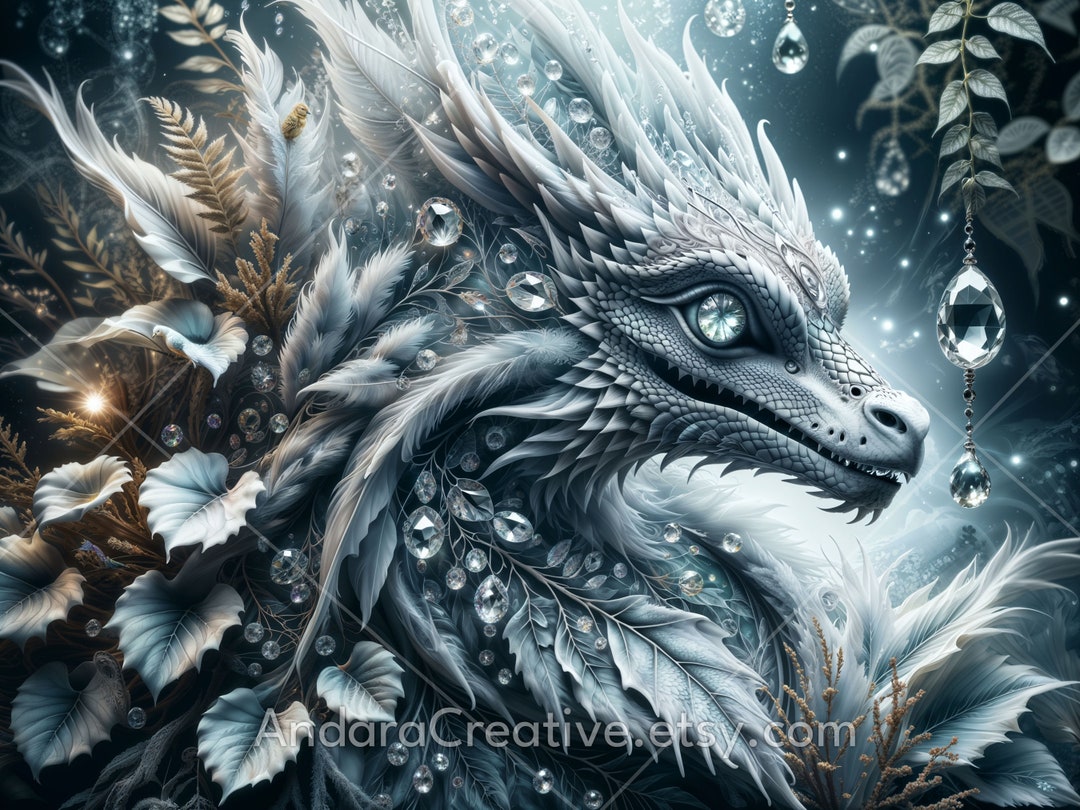 Silver Spectre Dragon Digital Artwork, High Quality Printable Fantasy ...