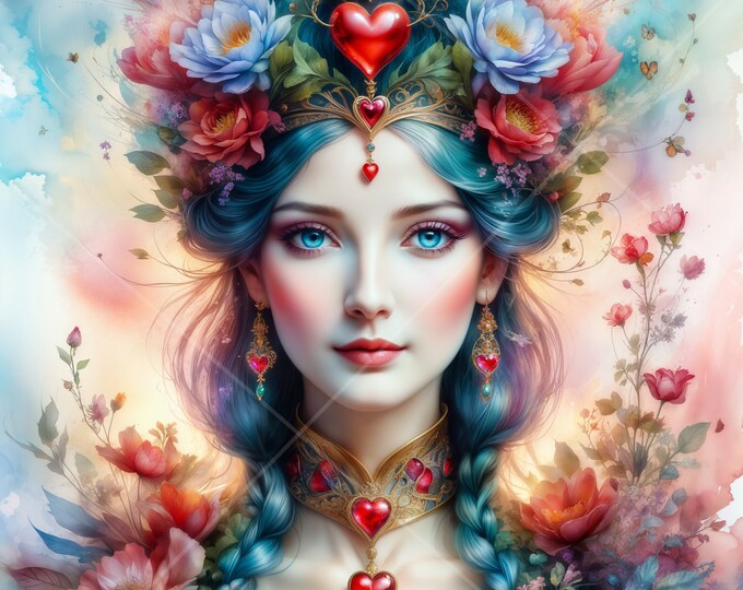 Celtic Queen of Hearts Art, Irish Goddess of Love Stock Image, Eire ...