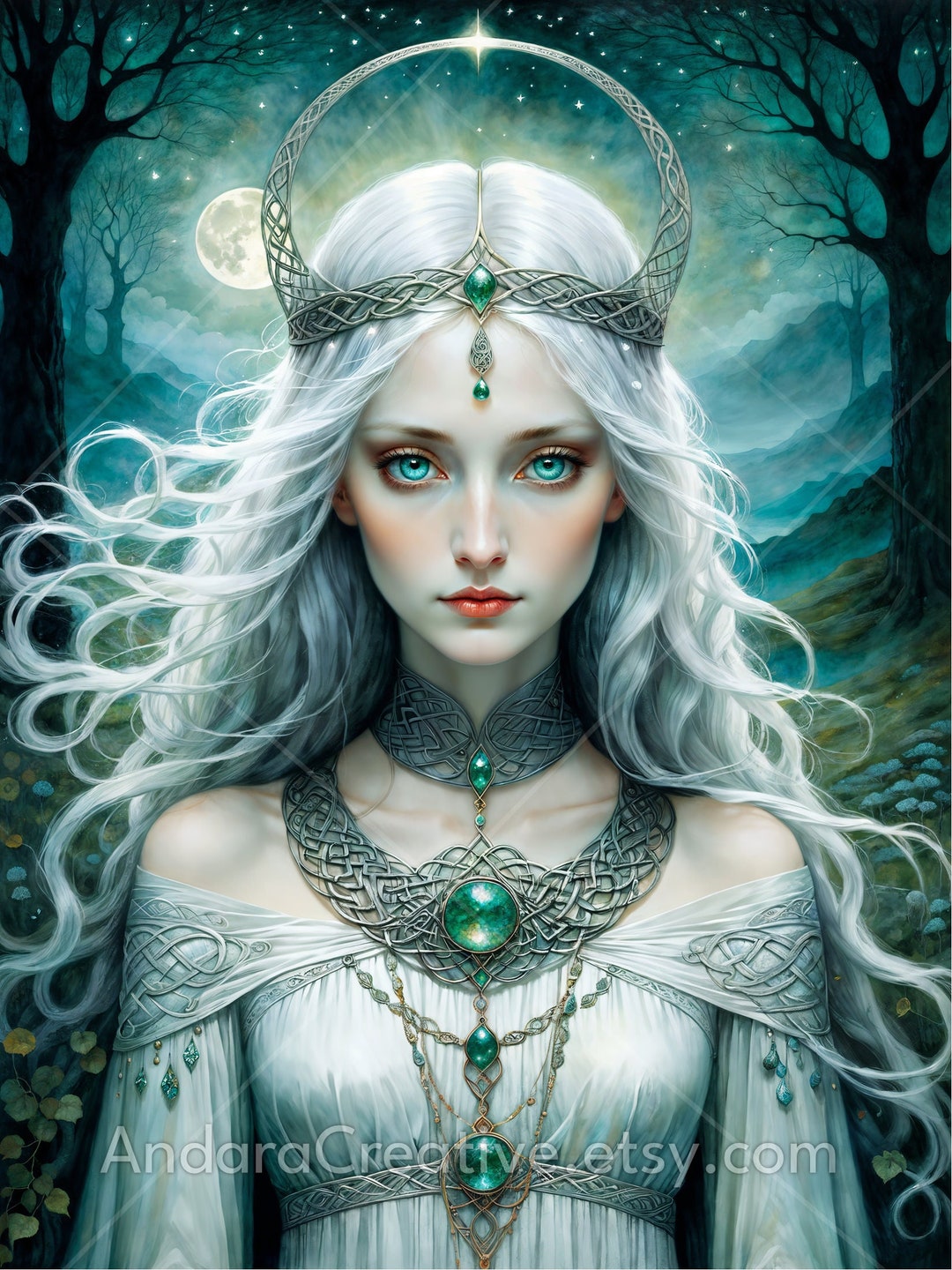 Celtic Forest Queen Digital Artwork, High Resolution Scottish Woman ...
