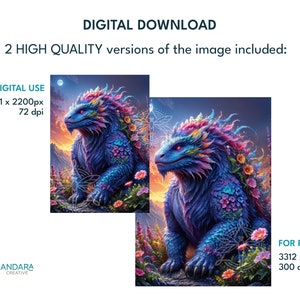 MAGICAL DINOSAUR Digital Artwork, Friendly Fantasy Beast Printable Wall ...