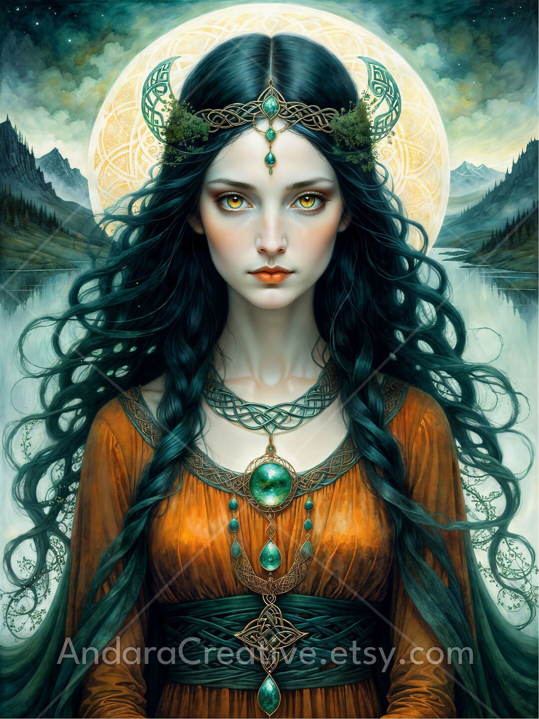 Celtic Lady of the Loch Digital Artwork, High Resolution Printable ...