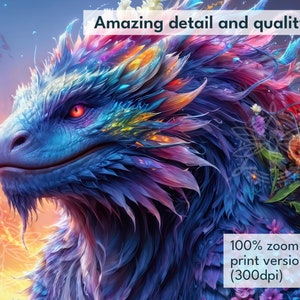 MAGICAL DINOSAUR Digital Artwork, Friendly Fantasy Beast Printable Wall ...