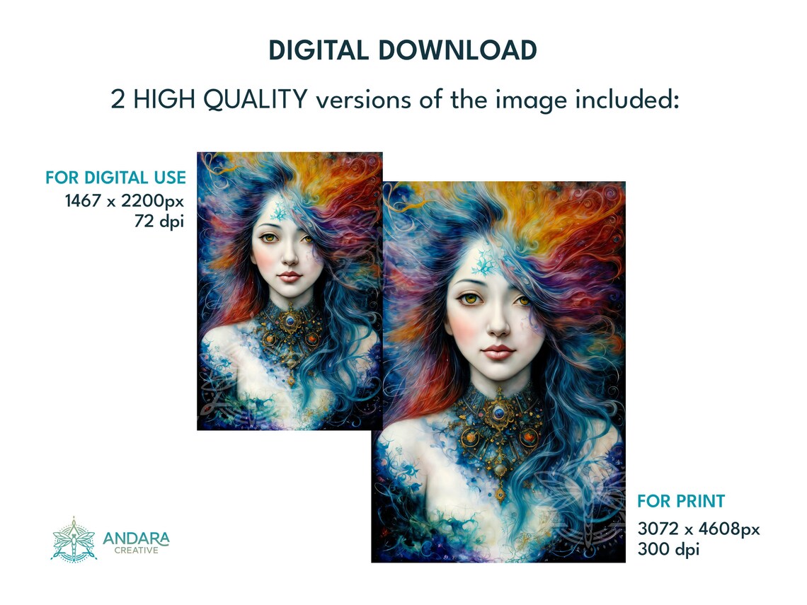 Arcane Muse Artwork, Magical Punk Woman Art, High Resolution Vibrant ...