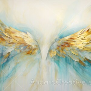 Angel Wings Art, Angelic Artwork, Blue Gold Aesthetic Wallpaper, HD ...