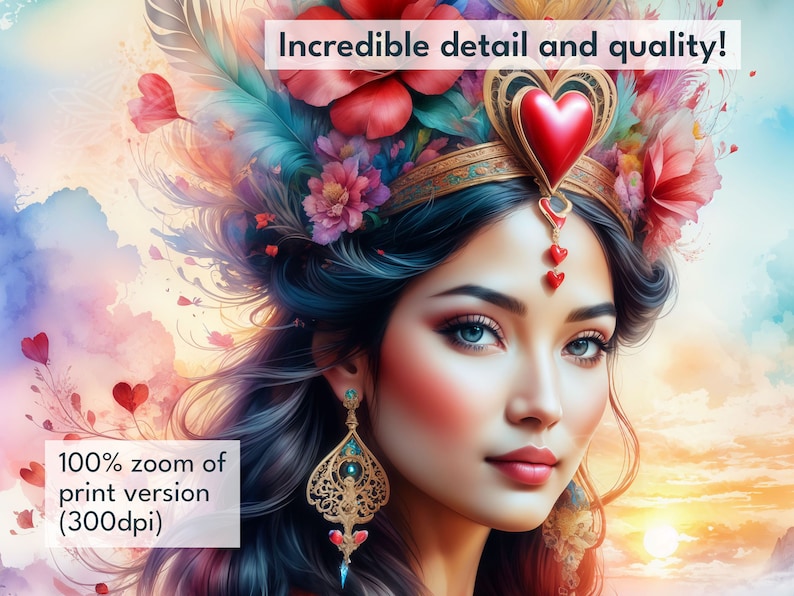 Tropical Queen of Hearts Art, Polynesian Goddess of Love Stock Image ...