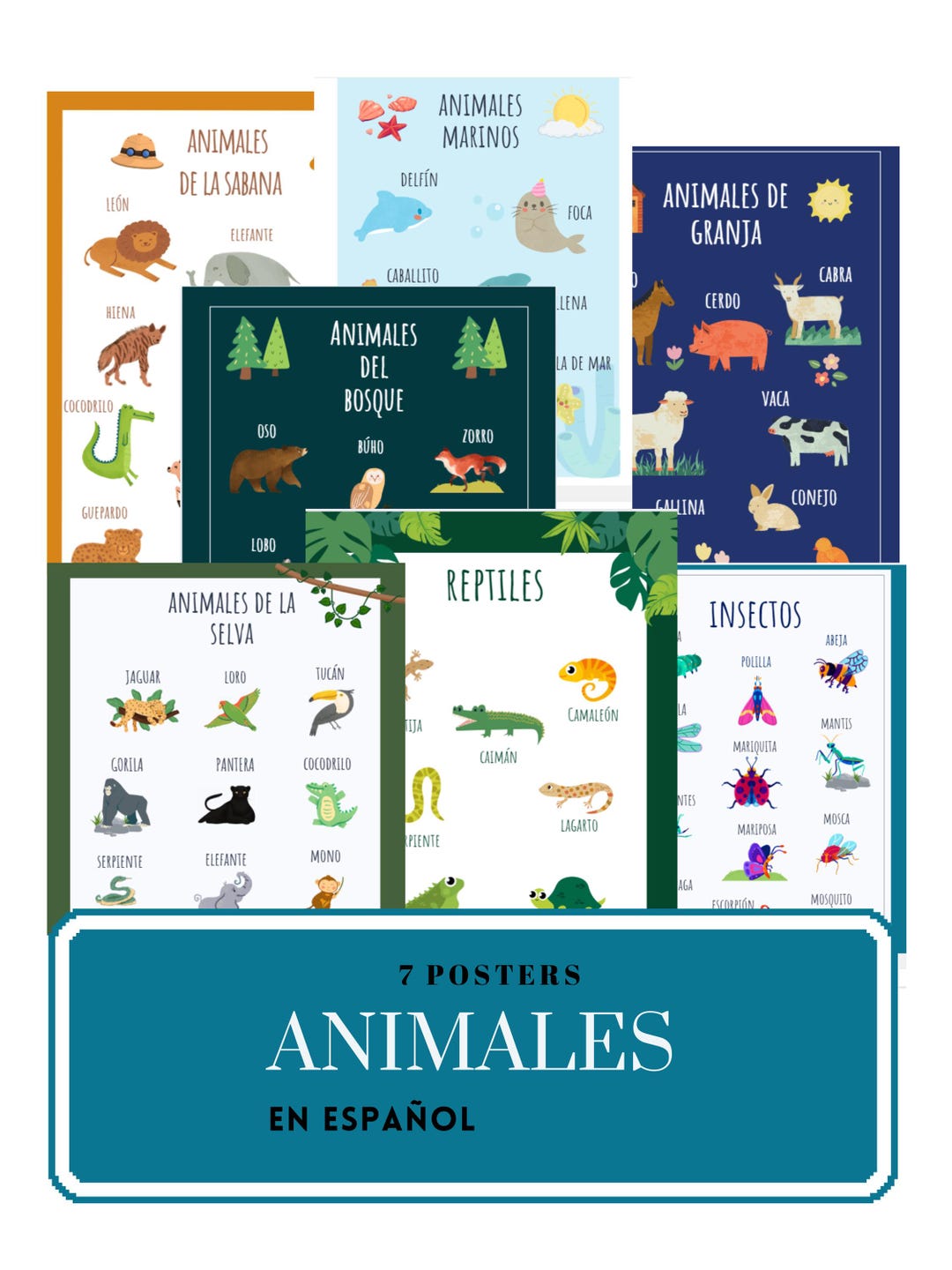 Animales Poster Bundle Español - Etsy