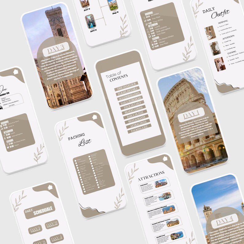 Travel Itinerary Italy Template Travel Planner Canva Digital Vacation ...