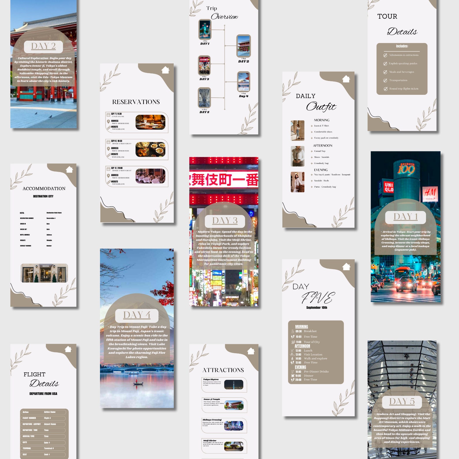 Travel Itinerary Tokyo Template Travel Planner Canva Digital - Etsy