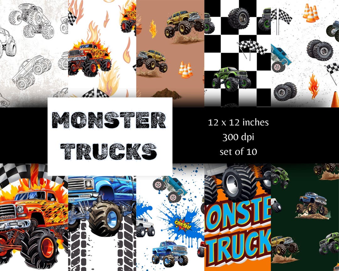 Monster Truck Digital Papers, Monster Truck Digital Papers Digital ...
