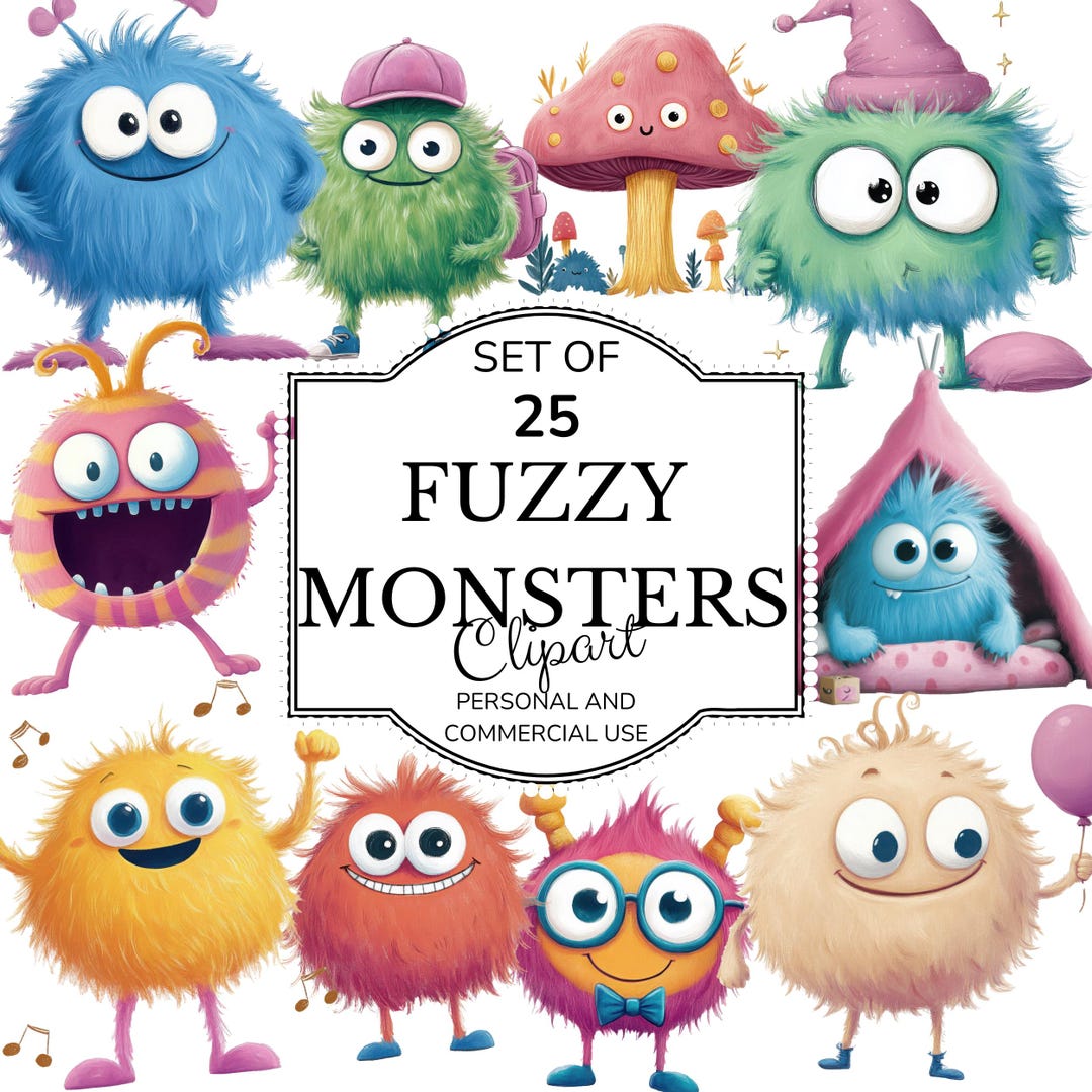 Fuzzy Monster Clipart, Cute Fluffy Monster PNG Images, Colorful Monster ...