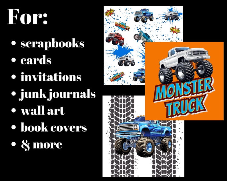 Monster Truck Digital Papers, Monster Truck Digital Papers Digital ...
