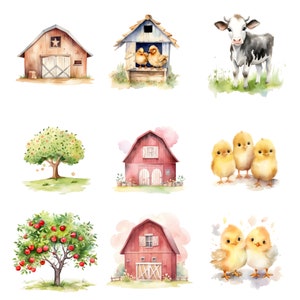 Watercolor Farm Animal Clip Art Bundle, Cute Farm Animals and More ...