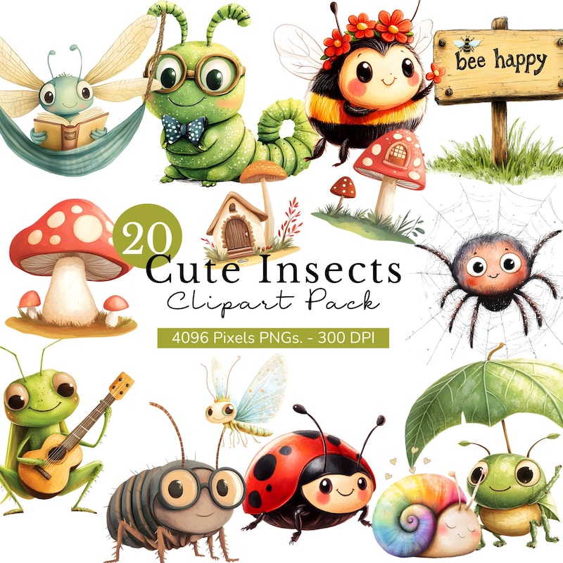 Cute Bugs Clipart - Etsy