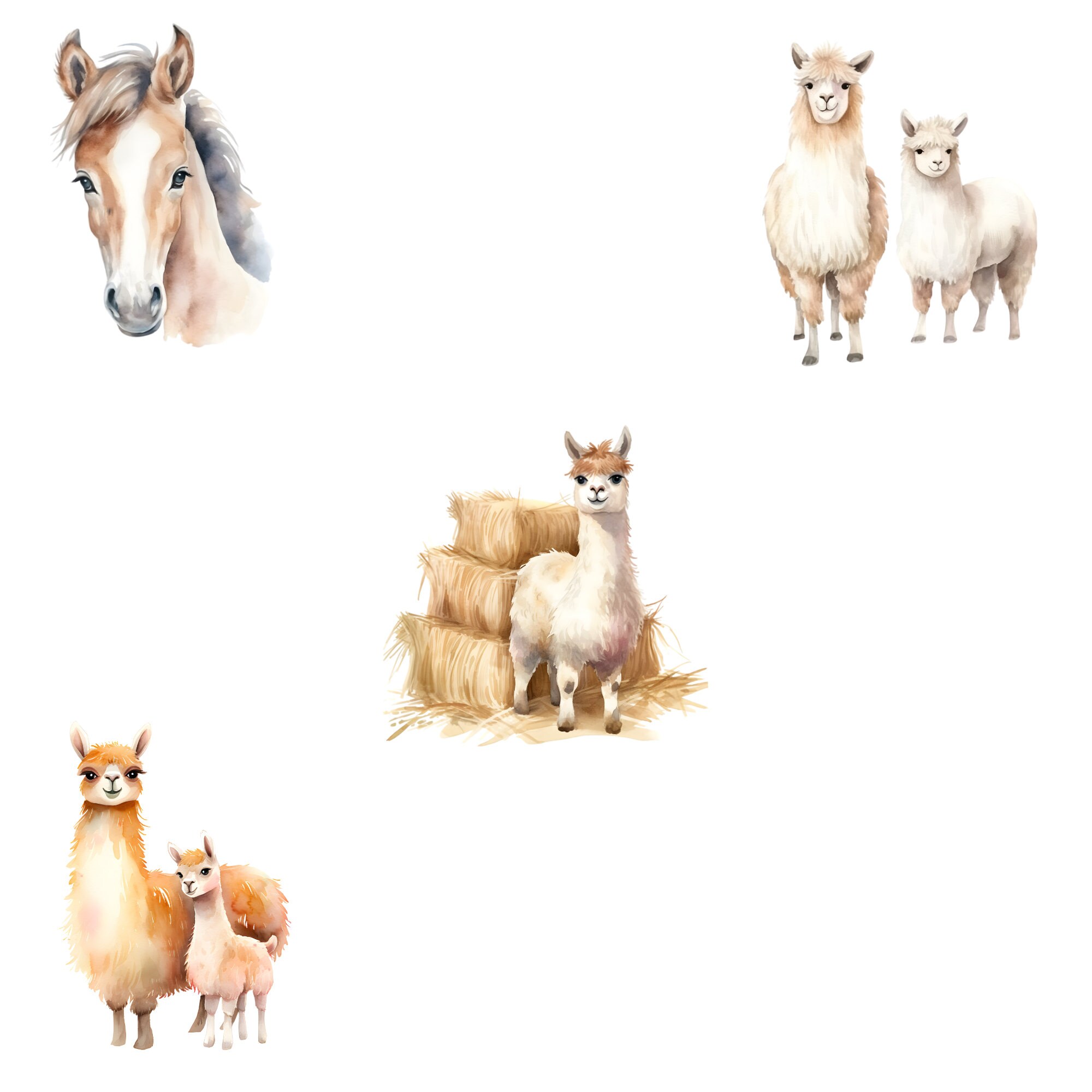 Watercolor Farm Animal Clip Art Bundle, Cute Farm Animals and More ...